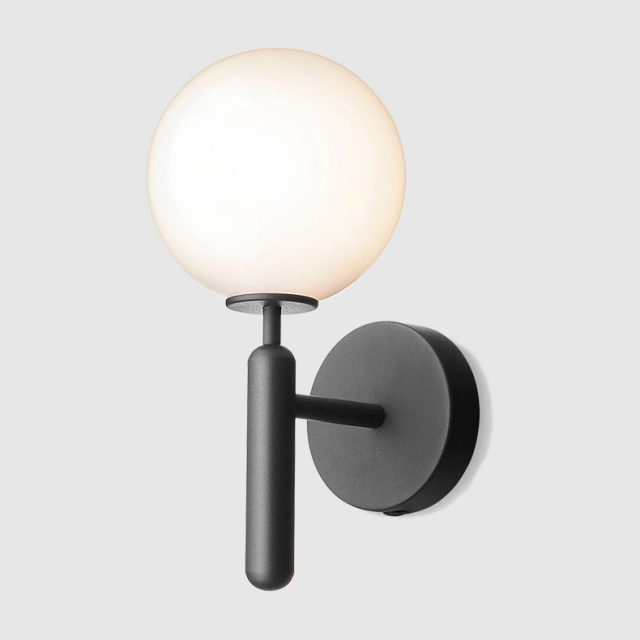 Modern Minimalist 1-Light Mini Glass Wall Sconce with Opaline Sphere ...