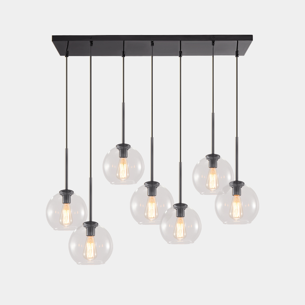 Modern Mid-Century 7-Lights Cluster Bubble Glass Globe Shade Brass ...