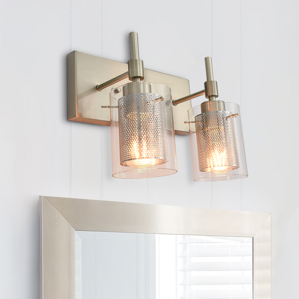 2-Light Modern Dimmable Armed Bathroom Vanity Light Mid-century Wall ...