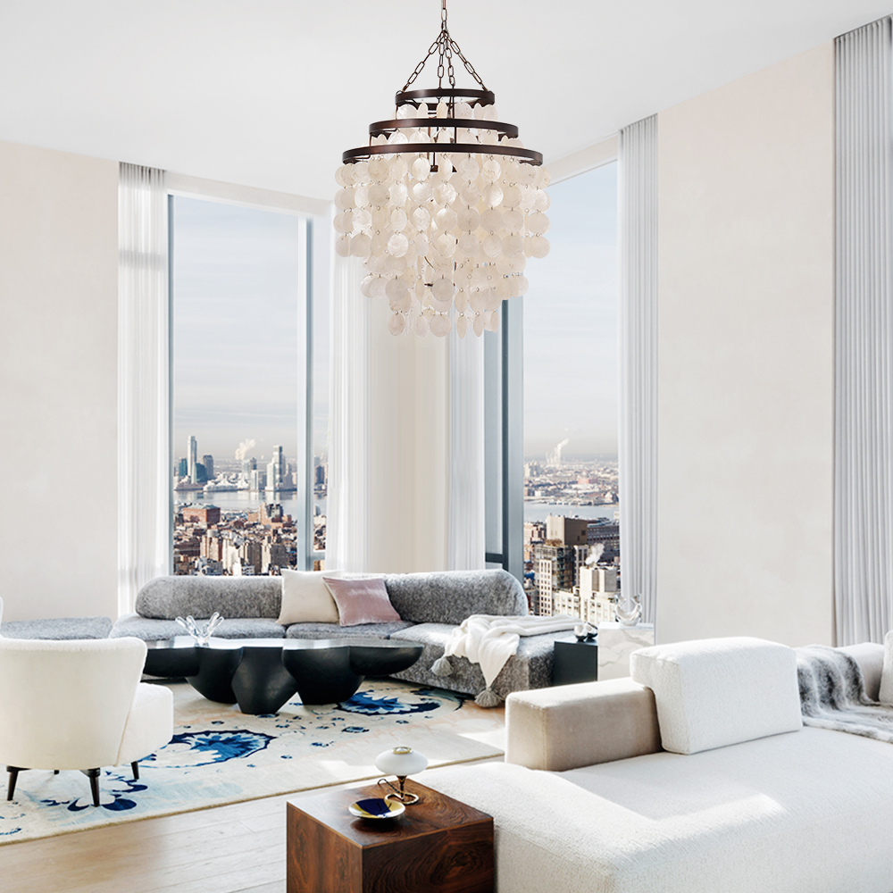 Modern Three-tiered Decorative Shell Chandelier Natural Vintage ...