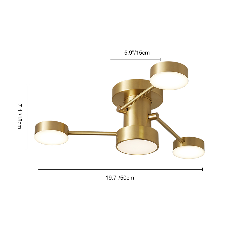 Creative Modern 4 Light LED Flush Mount Ceiling Light with Three-Arms,ROOMS