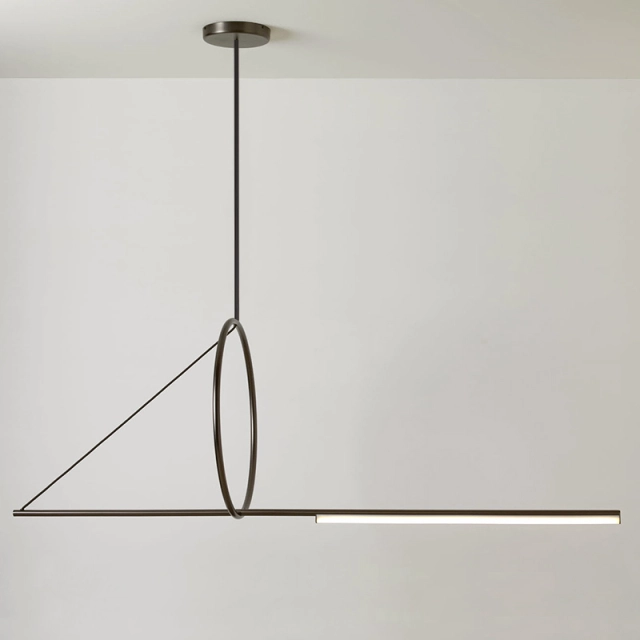Modern LED Hanging Suspension Linear Pendant in Black For Dining Room ...