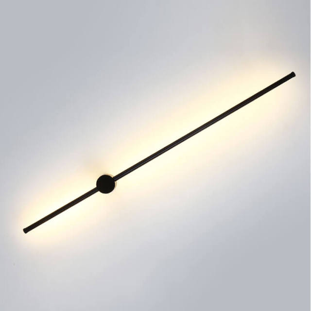 Modern Minimalist Long Strip LED Bedside Wall Sconce in Black 3000K LED ...