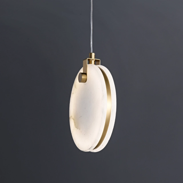 Glam Modern Gold Pendant Light with Transmission Marble Stone Shade ...