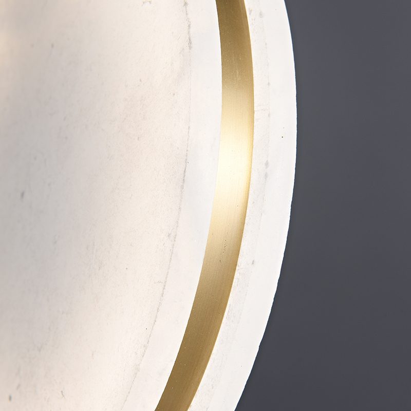 Glam Modern Gold Pendant Light with Transmission Marble Stone Shade ...
