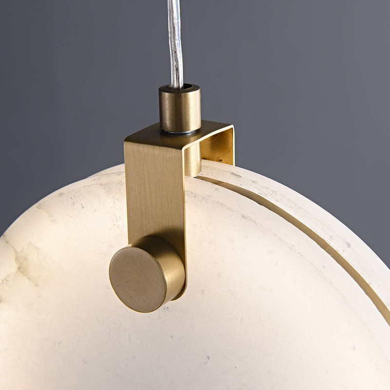 Glam Modern Gold Pendant Light with Transmission Marble Stone Shade ...