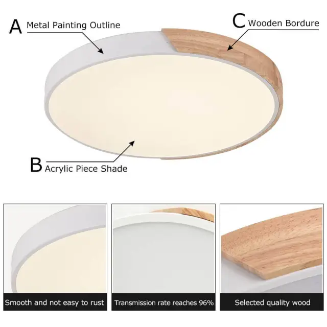 Dimmable with Remote Control Modern Minimalist LED Round Shaped Wood ...