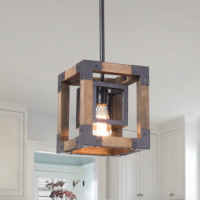 Farmhouse Rustic One Light Island Pendant Light for Kitchen/Dining Room ...