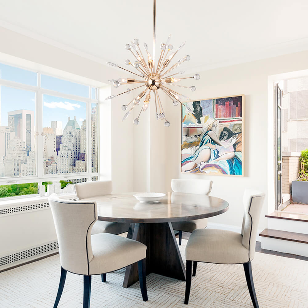 Modern Contemporary Crystal Sunburst Chandelier 8/9-Light Sputnik ...