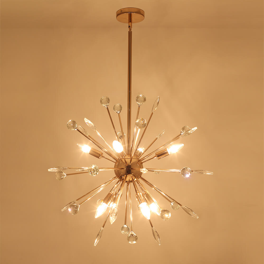 Modern Contemporary Crystal Sunburst Chandelier 8/9-Light Sputnik ...
