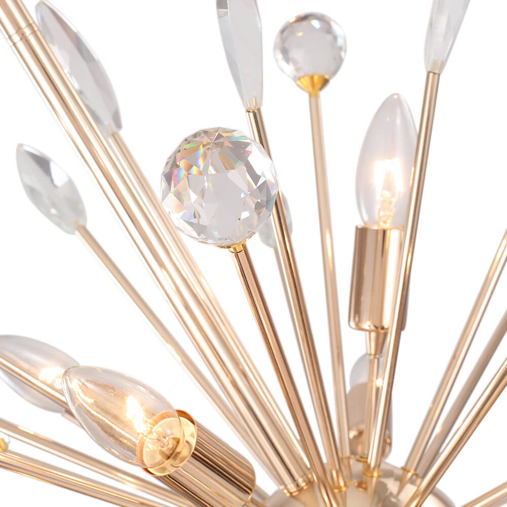 Modern Contemporary Crystal Sunburst Chandelier 8/9-Light Sputnik ...