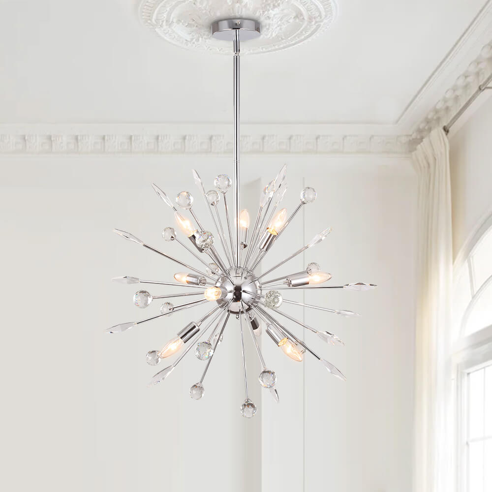 Modern Contemporary Crystal Sunburst Chandelier 8/9-Light Sputnik ...