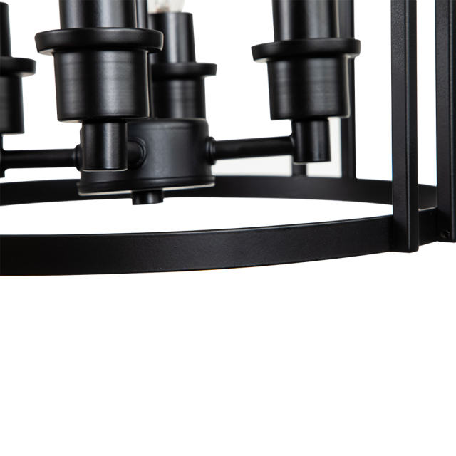 Modern Farmhouse Metal Round Semi Flush Mount Black Open Cage Ceiling ...