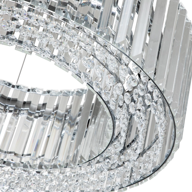 6-Light Contemporary Glam Round Crystal Strips Chandelier in Polished ...