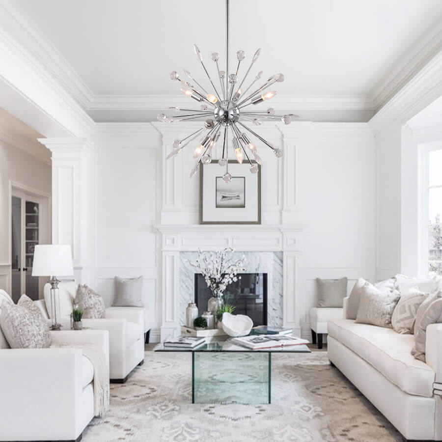 Modern Contemporary Crystal Sunburst Chandelier 8/9-Light Sputnik ...