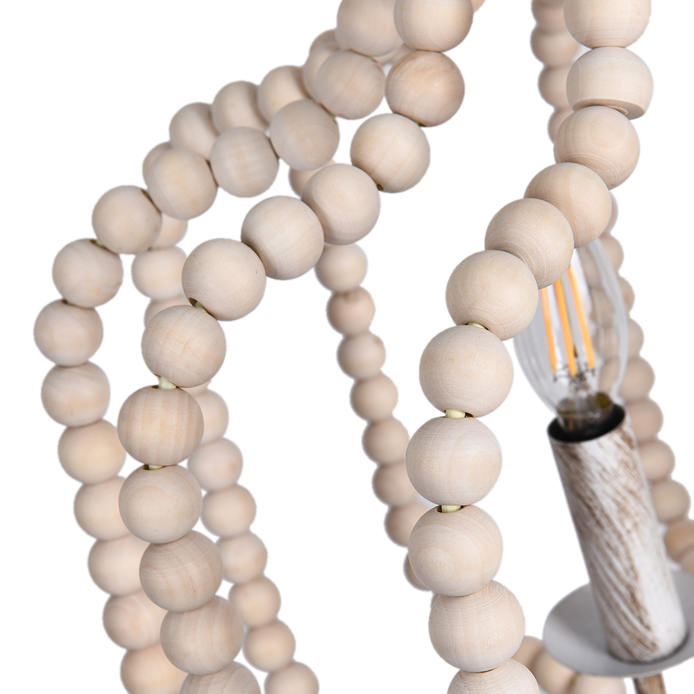 4-Light Modern Farmhouse Wood Beads Antiqued Finish Lantern Pendant ...