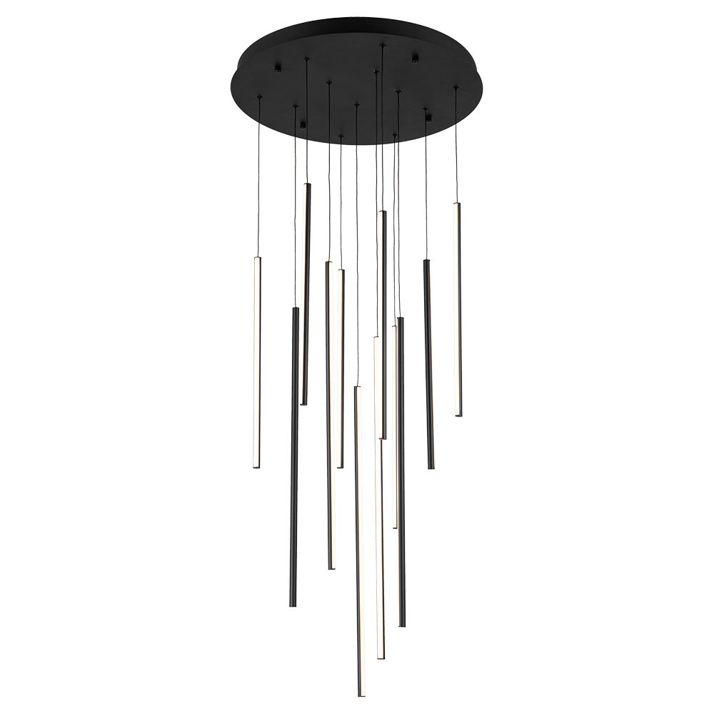 Modern Black LED Multi-Light Chandelier Cluster High Ceiling Pendant ...