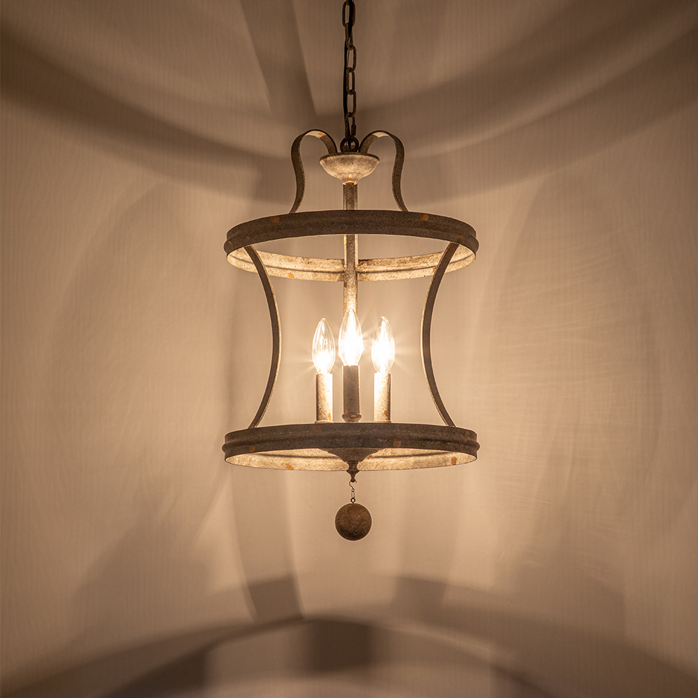 French Modern Farmhouse Open Curved Frame Pendant Lighting with Antique ...