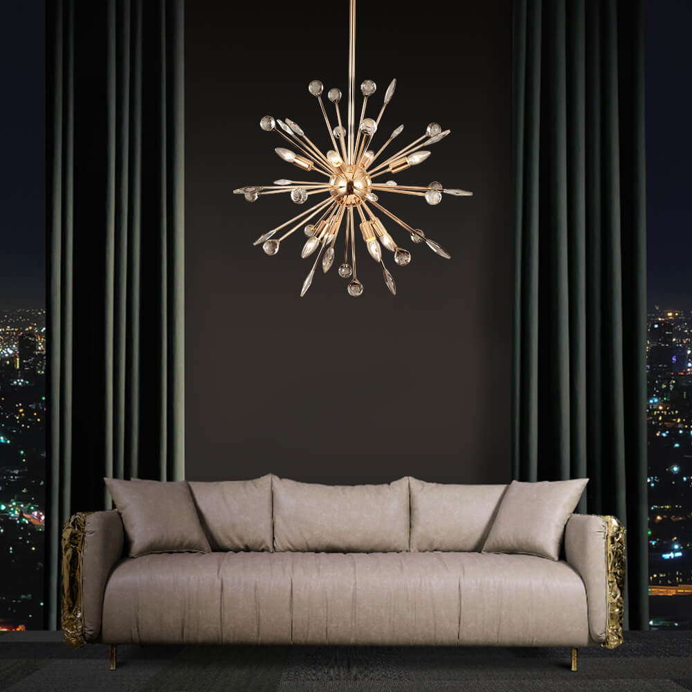 Modern Contemporary Crystal Sunburst Chandelier 8/9-Light Sputnik ...