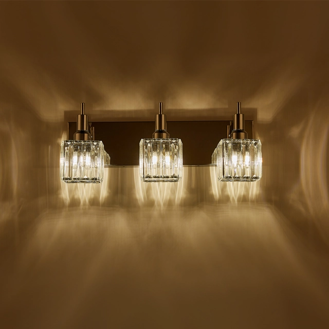 19.7" Wide 3 Light Crystal Square Wall Sconce | yiilighting