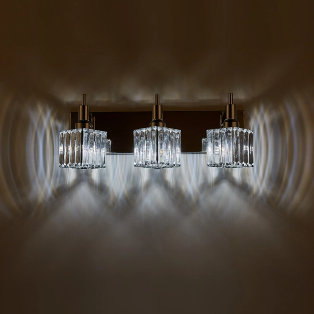 19.7" Wide 3 Light Crystal Square Wall Sconce | yiilighting