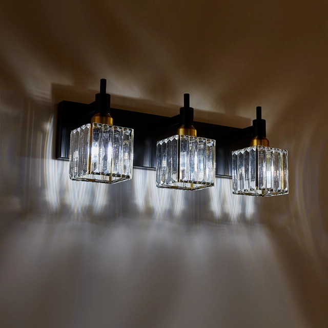 19.7" Wide 3 Light Crystal Square Wall Sconce | yiilighting