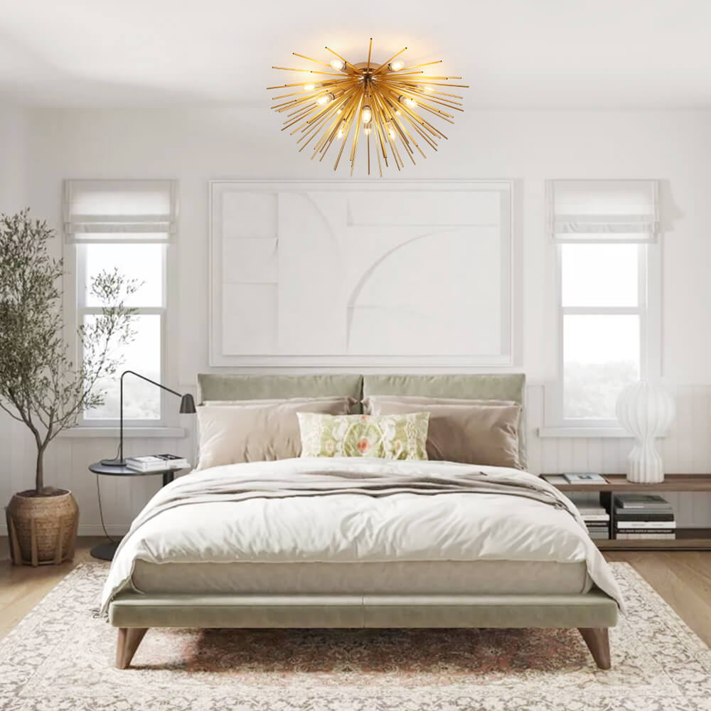 Mid-Century Modern Sputnik Firework Flush Mount Sunburst Ceiling Light ...