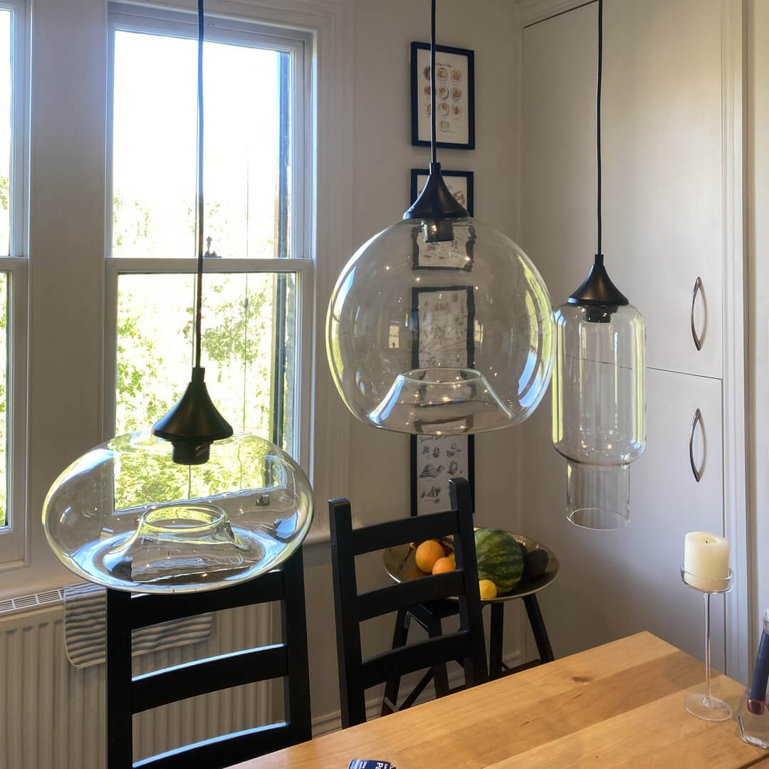 Modern 3 Light Linear Cluster Pendant Light with Clear Glass Shade for ...