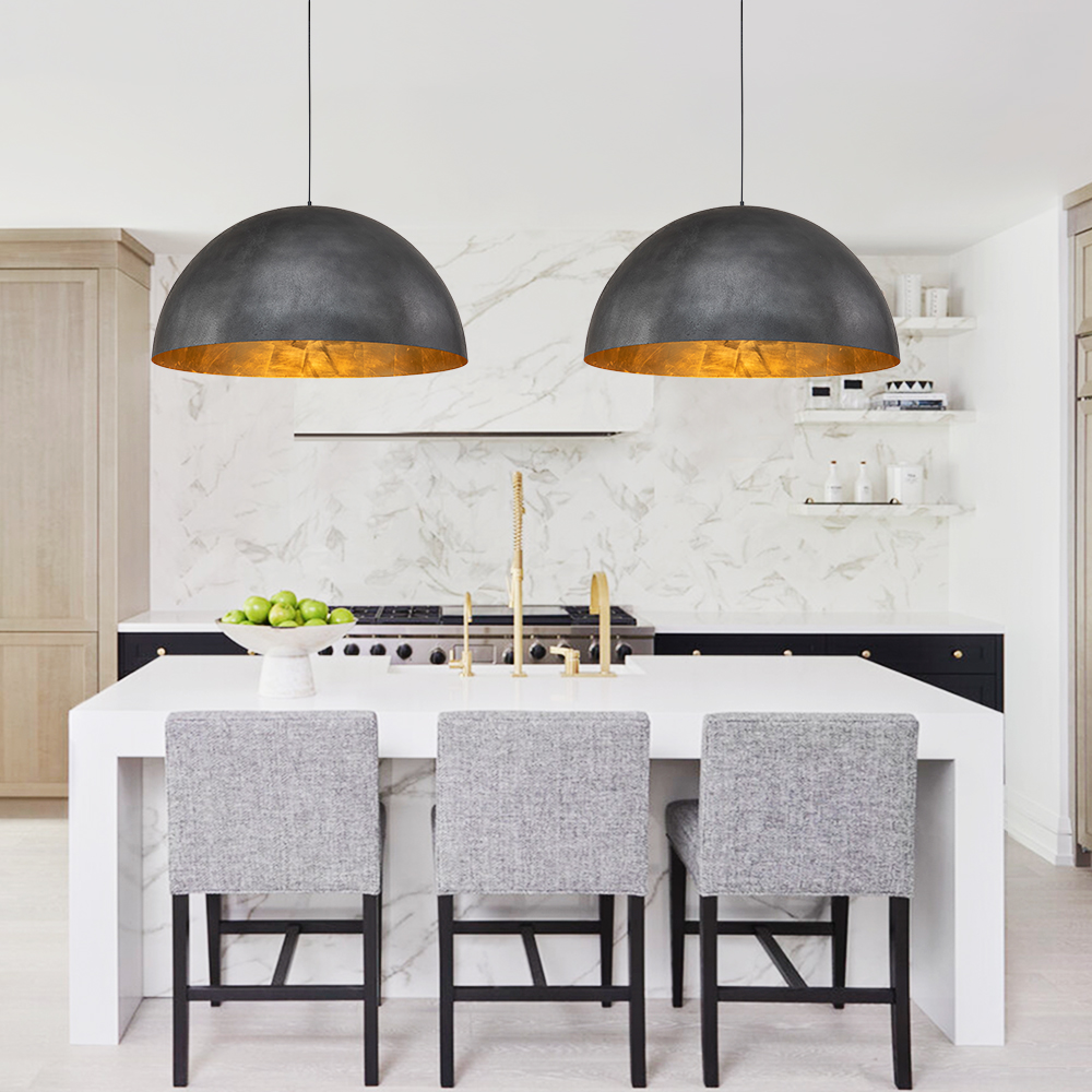 Modern Farmhouse Industrial One Light Oversized Dome Black/ White ...