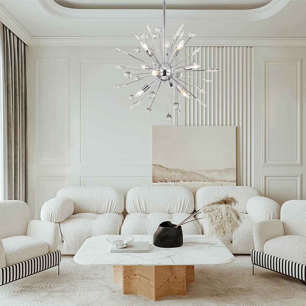 Modern Contemporary Crystal Sunburst Chandelier 8/9-Light Sputnik ...