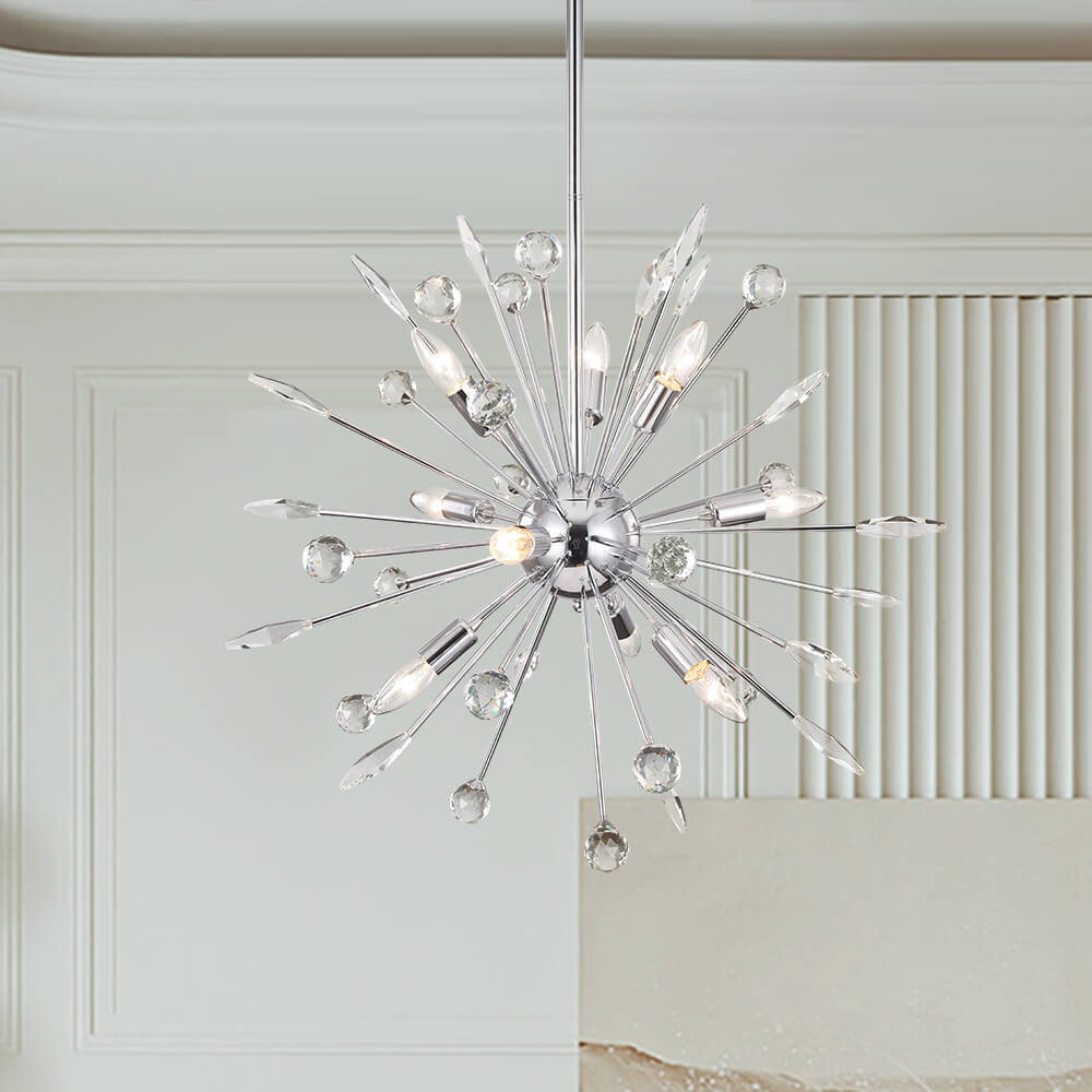 Modern Contemporary Crystal Sunburst Chandelier 8/9-Light Sputnik ...