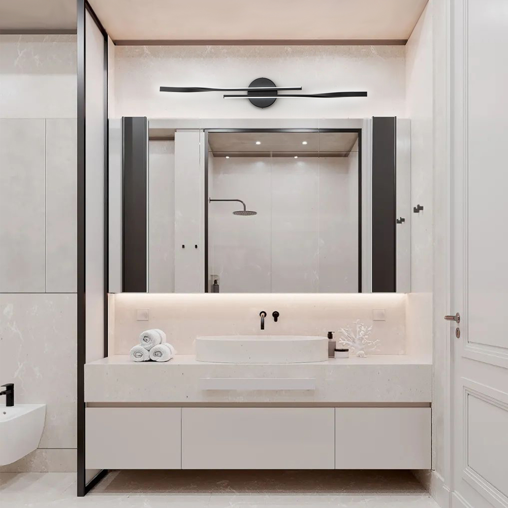 Dimmable LED Modern Mid-Century Style Swirl Linear Bathroom Vanity ...