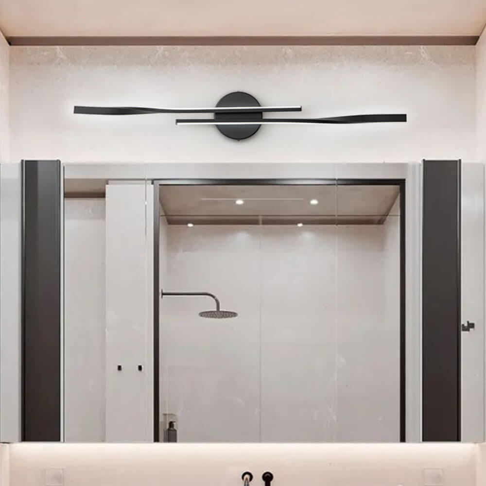 Dimmable LED Modern Mid-Century Style Swirl Linear Bathroom Vanity ...