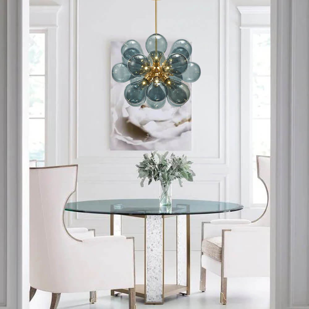 Modern Blue Glass Bubble Cluster Chandelier Decorative Hanging Sputnik ...