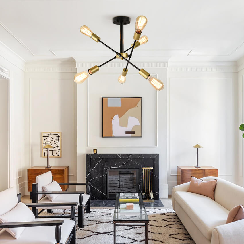 6-Light Mid-Century Modern Sputnik Light Chandelier with Adjustable ...