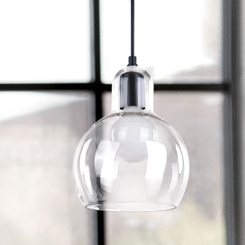 Modern Style 1 Light Ball Bulb Pendant Light with Mouth Blown Glass ...