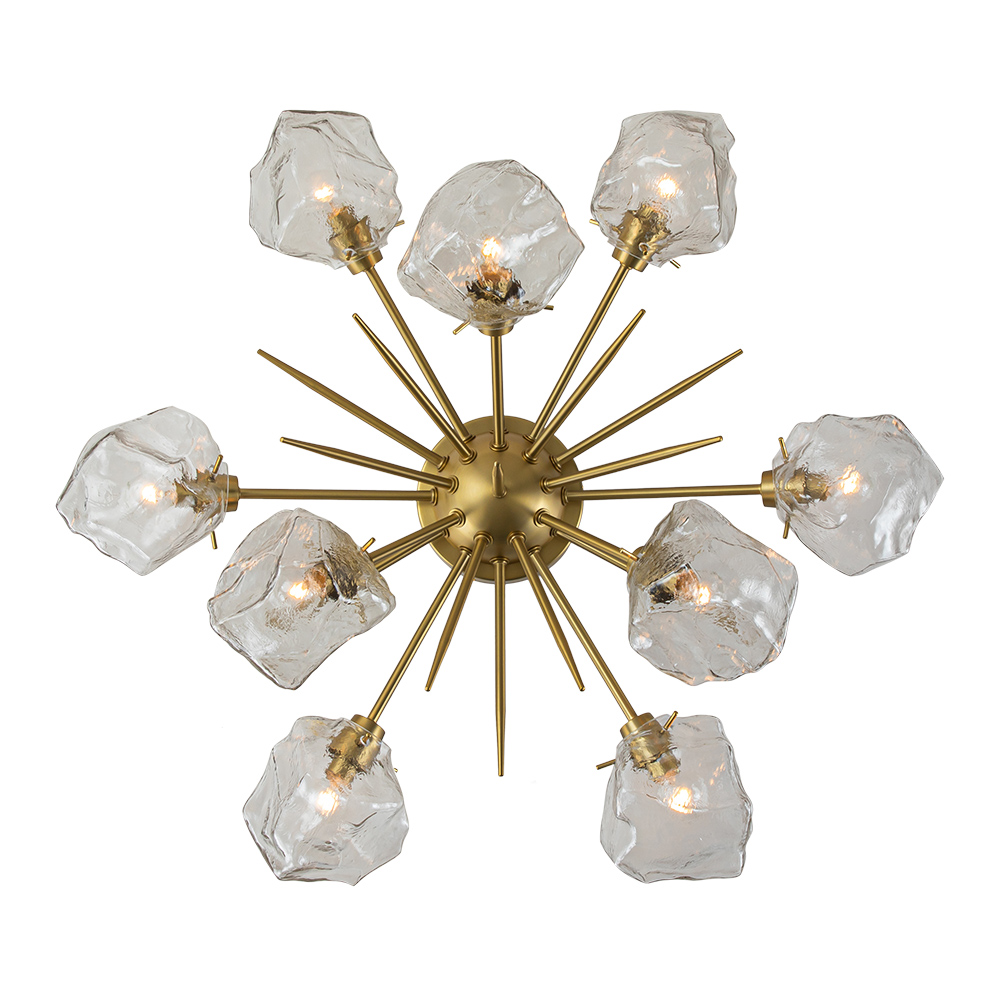 9-Light Modern Glam Ice Glass Semi Flush Mount Ceiling Light for Dining ...