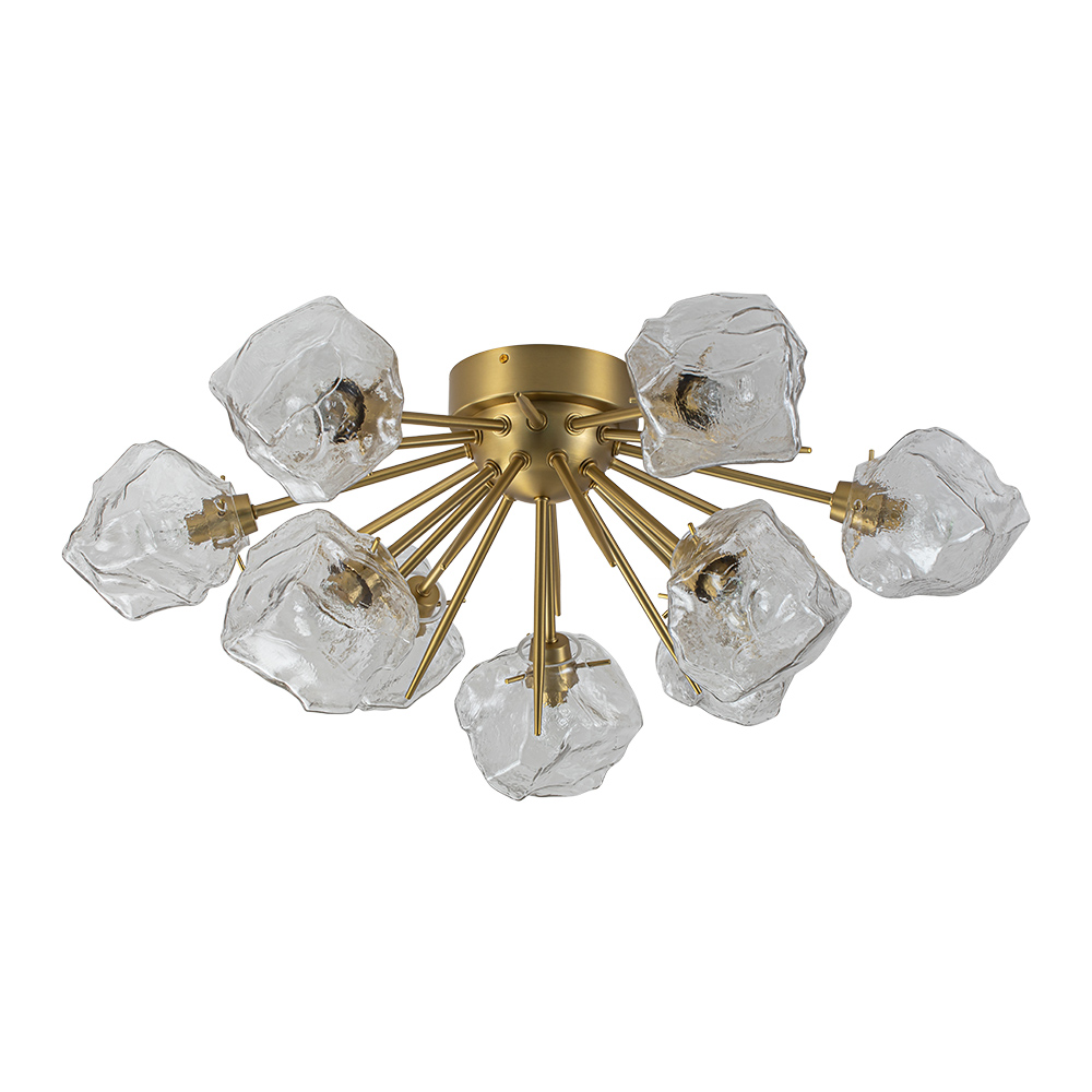 9-Light Modern Glam Ice Glass Semi Flush Mount Ceiling Light for Dining ...