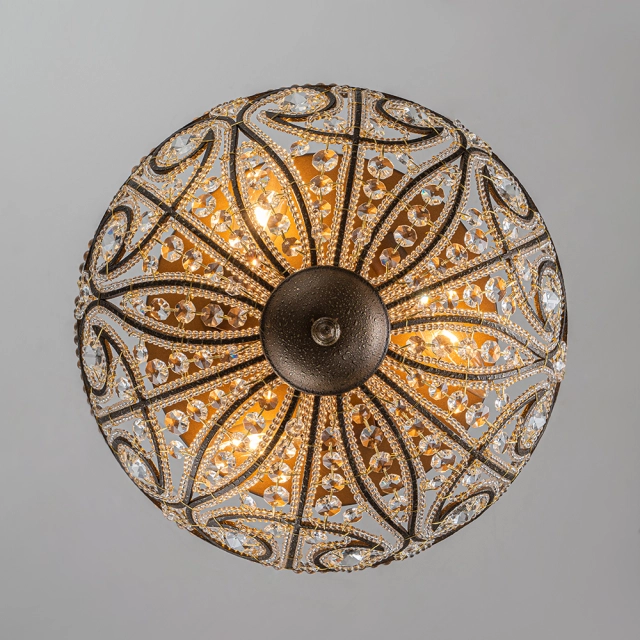 Roman Style Flush Mount Chandelier | yiilighting, Crystal Glass Beads ...