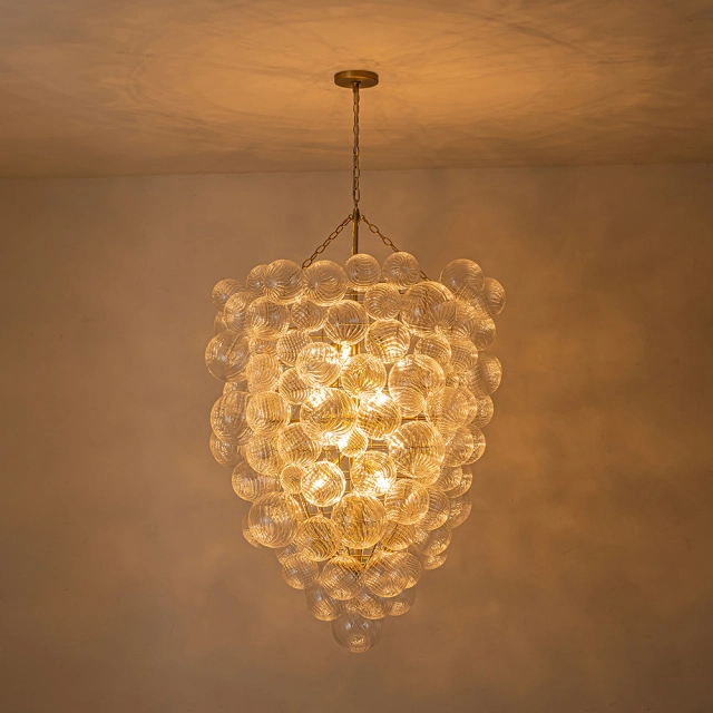 Cluster Pineapple Bubble Ribbed Glass Chandelier | yiilighting, Entry ...