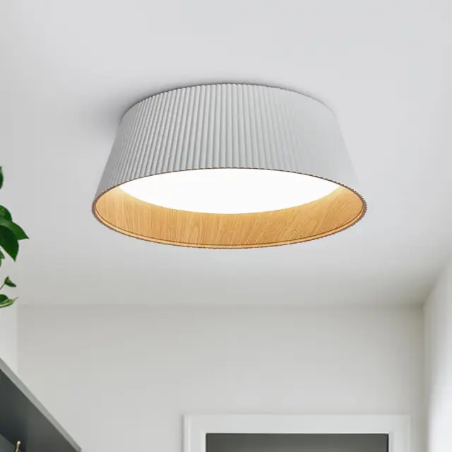 Fluted Ribbed Round LED Flush Mount Ceiling Light | yiilighting, Wood ...