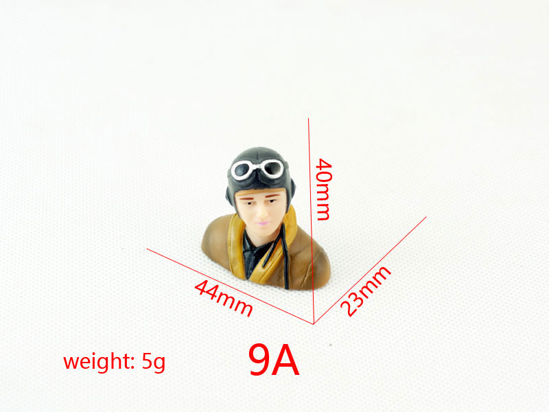 Scale Figure Pilots Toy Model With Headset Glass for RC Plane 1/9 1/5 1/6