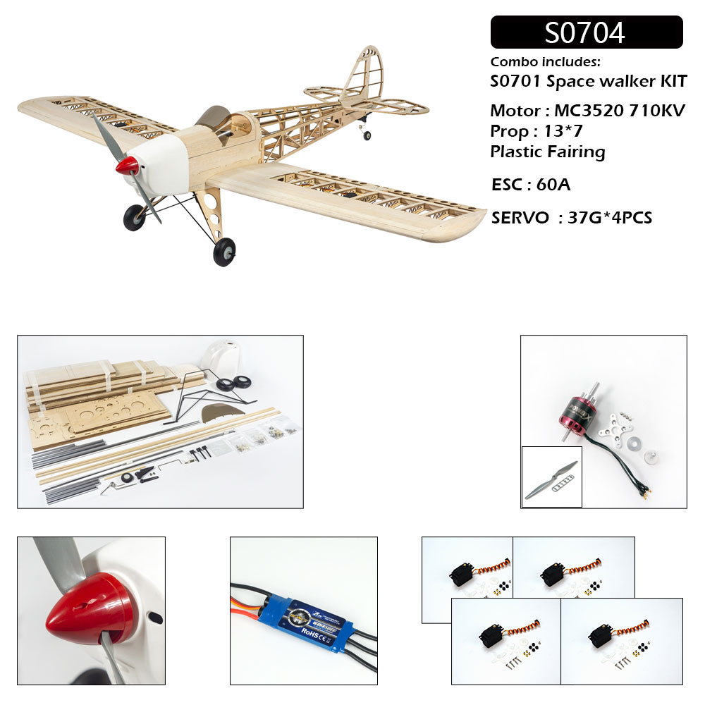 1.6M (63") Balsa RC Airplane Spacewalker kit Need to Build for Adult (S07)