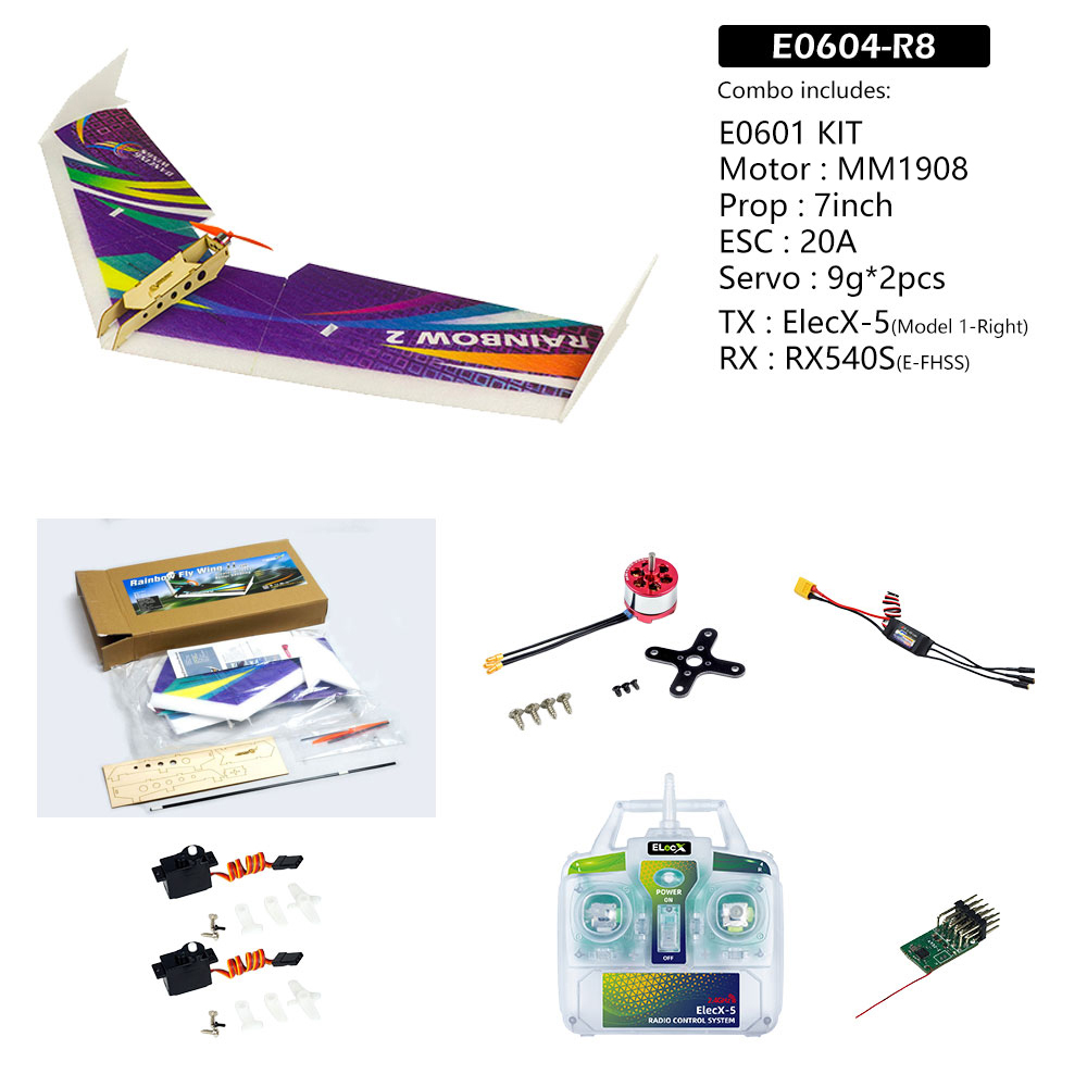 EPP Foam Airplane 1000mm Rainbow RC Flying Wing Model Aircraft 3CH ...