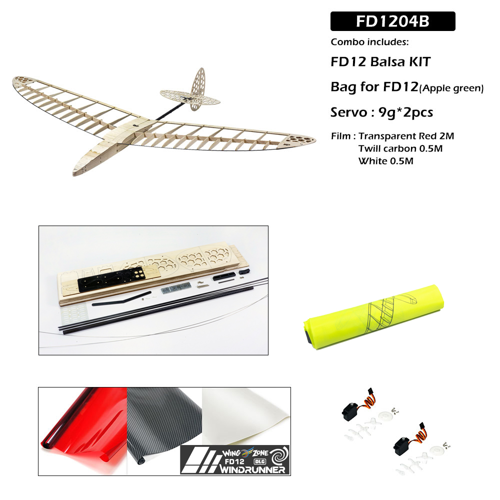 FD12 1.2M Wingspan Windrunner Discus Launch Glider Balsa Kit F3K DLG ...