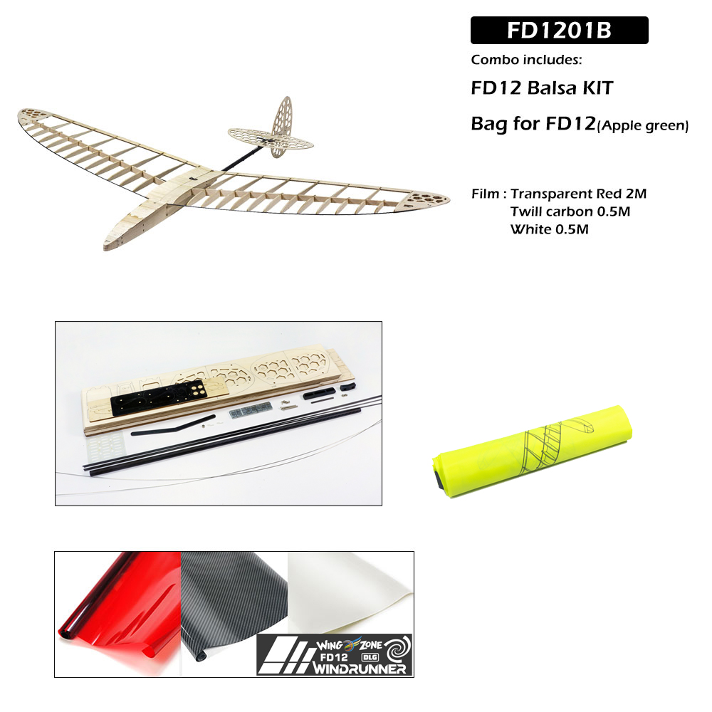 FD12 1.2M Wingspan Windrunner Discus Launch Glider Balsa Kit F3K DLG ...