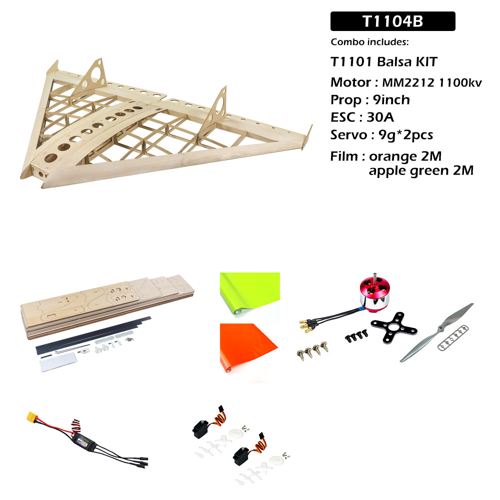 T11 1.0M Air Kart Delta Wing RC Airplane Balsa Kit Dancing Wings Hobby