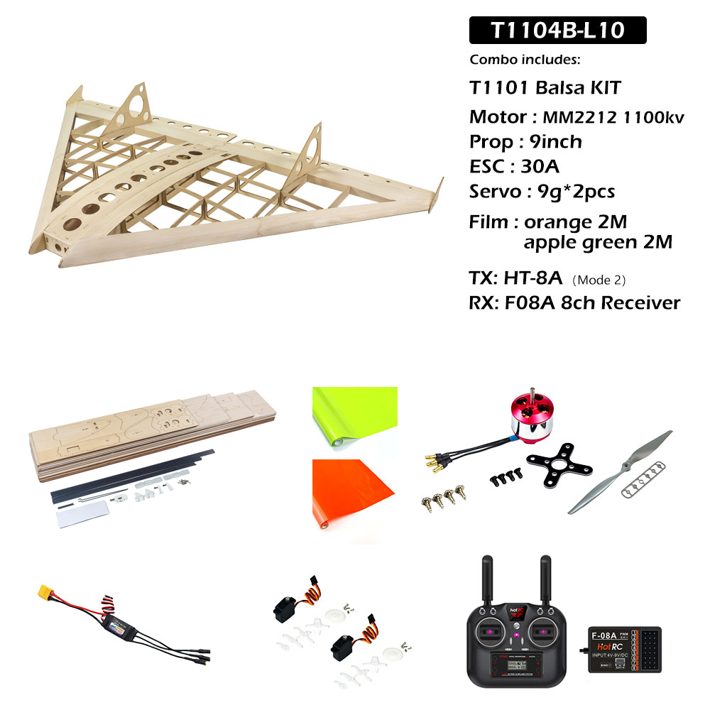 T11 1.0M Air Kart Delta Wing RC Airplane Balsa Kit Dancing Wings Hobby