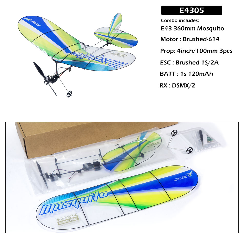 E43 Mosquito PNP Slow Flyer Indoor mini RC Model Airplane 360mm Dancing ...