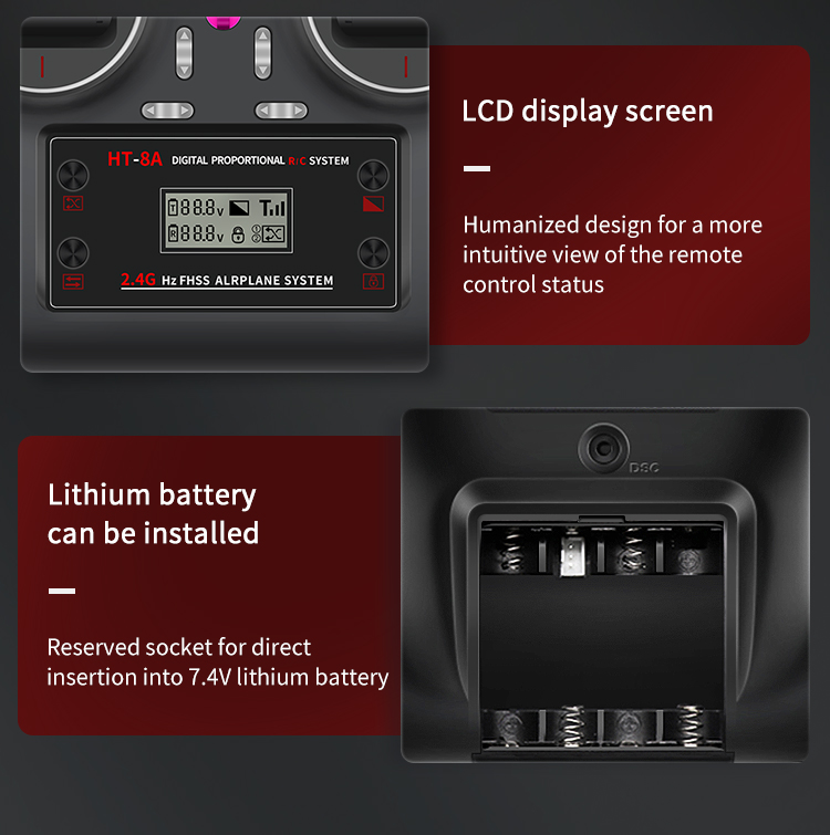 HOTRC New HT-8A 2.4G 8CH Transmitter Remote Control With Receiver for ...